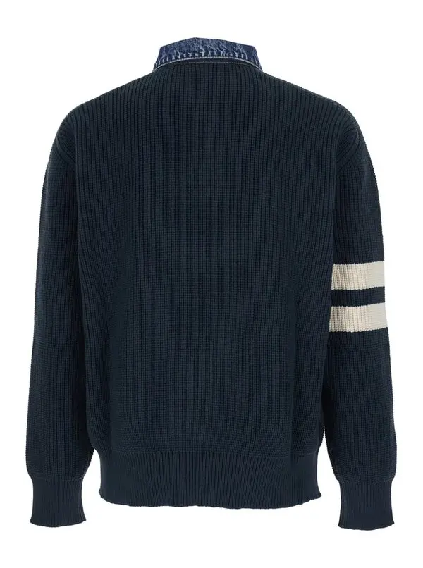 Dsquared2 Cotton Blend Pullover With Denim Collar - Multicolor