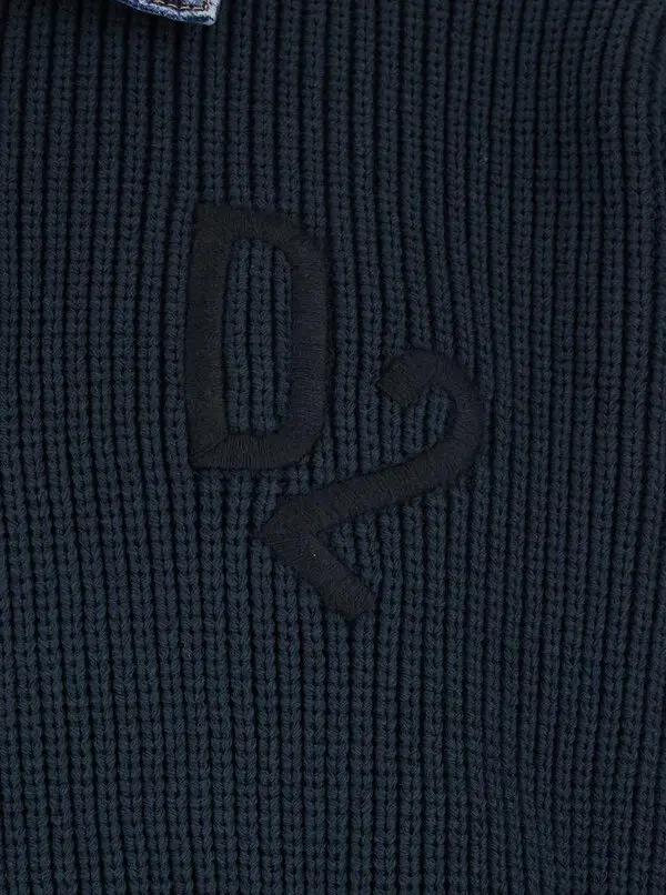 Dsquared2 Cotton Blend Pullover With Denim Collar - Multicolor