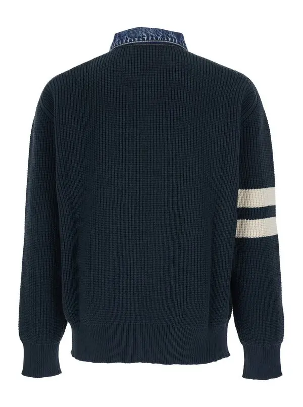Dsquared2 Cotton Blend Pullover With Denim Collar - Multicolor