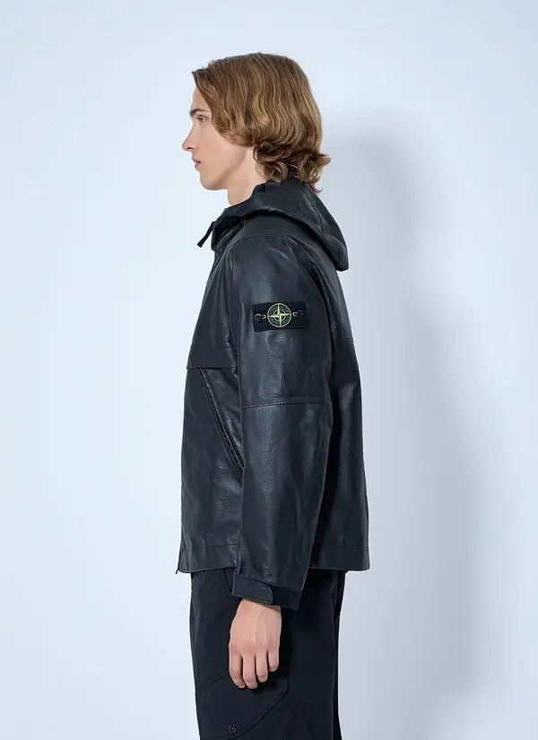 Stone Island Hooded Leather Jacket