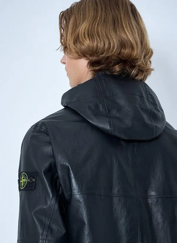 Stone Island Hooded Leather Jacket