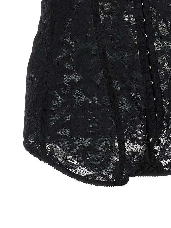 Dolce & Gabbana Satin And Lace Corsetry Bodysuit - Black