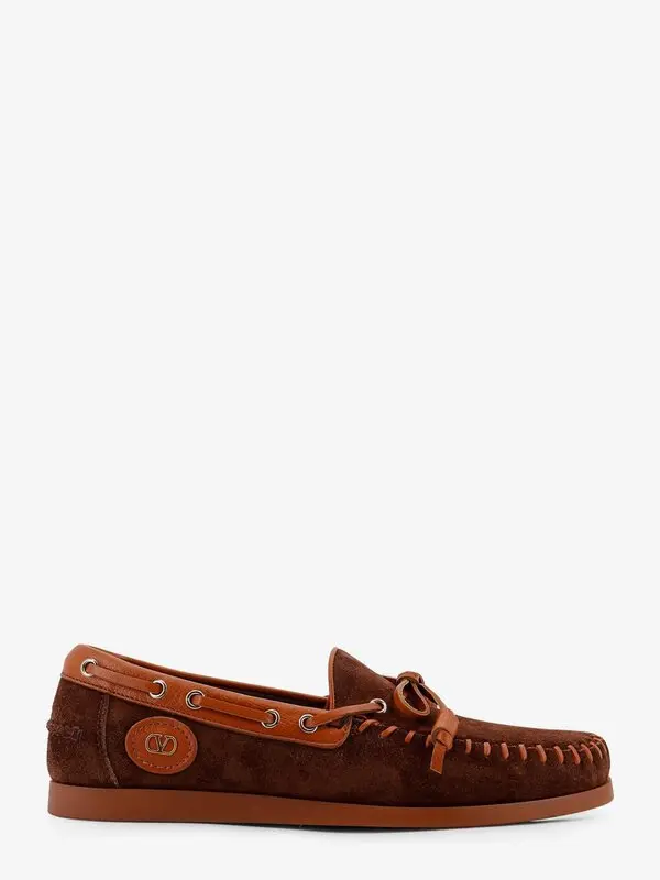 Valentino Garavani Palm Avenue Leather And Suede Boat Shoe - Multicolor