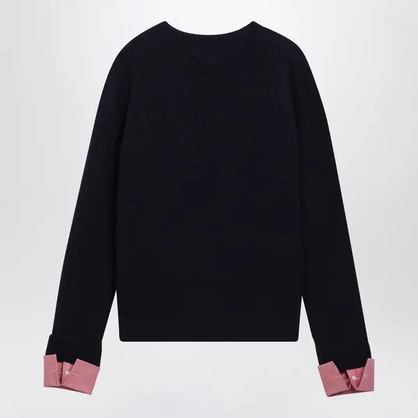 Prada Shetland Wool Crewneck Sweater - Blue
