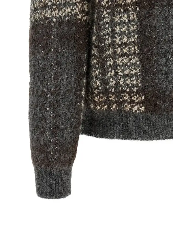 Brunello Cucinelli Dazzling Tartan Cardigan - Gray