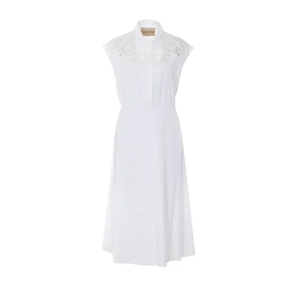 Valentino Garavani Embroidered Midi Dress - White