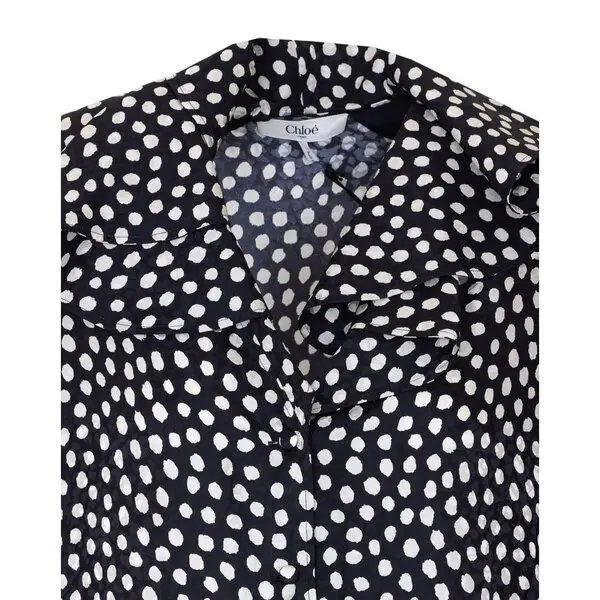 Chloé Silk Jacquard Long Sleeve Mini Dress - Black