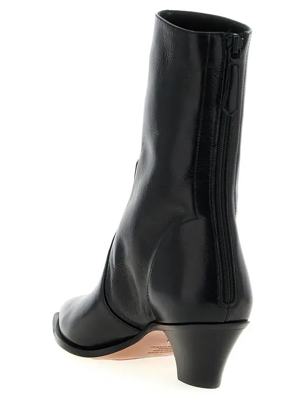 AQUAZZURA Leather Ankle Boots - Black