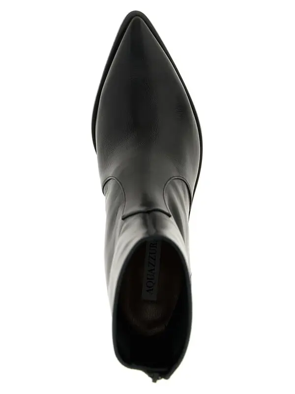 AQUAZZURA Leather Ankle Boots - Black