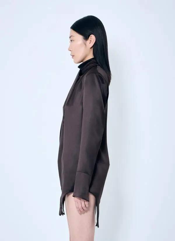 Saint Laurent Twist-neck Garter Blouse - Brown