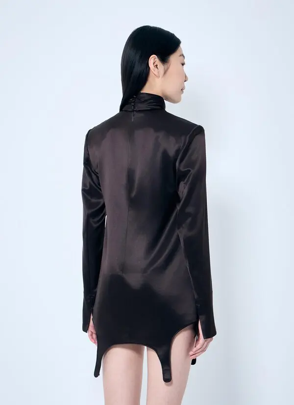 Saint Laurent Twist-neck Garter Blouse - Brown