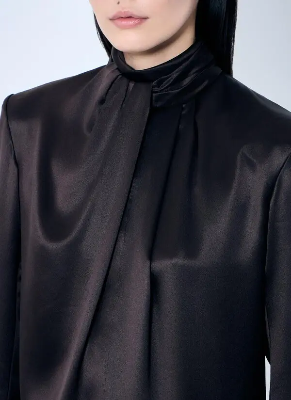 Saint Laurent Twist-neck Garter Blouse - Brown