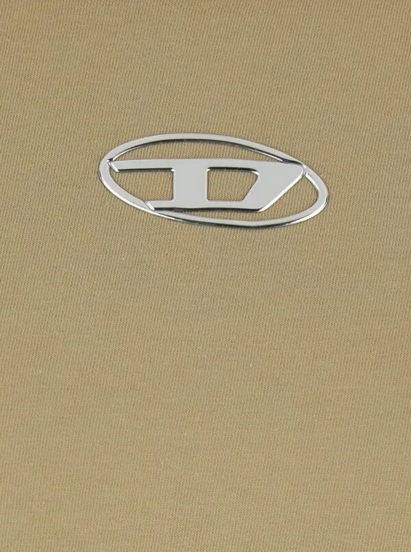 DIESEL® Beige Crew Neck T-shirt With Front Logo In Cotton