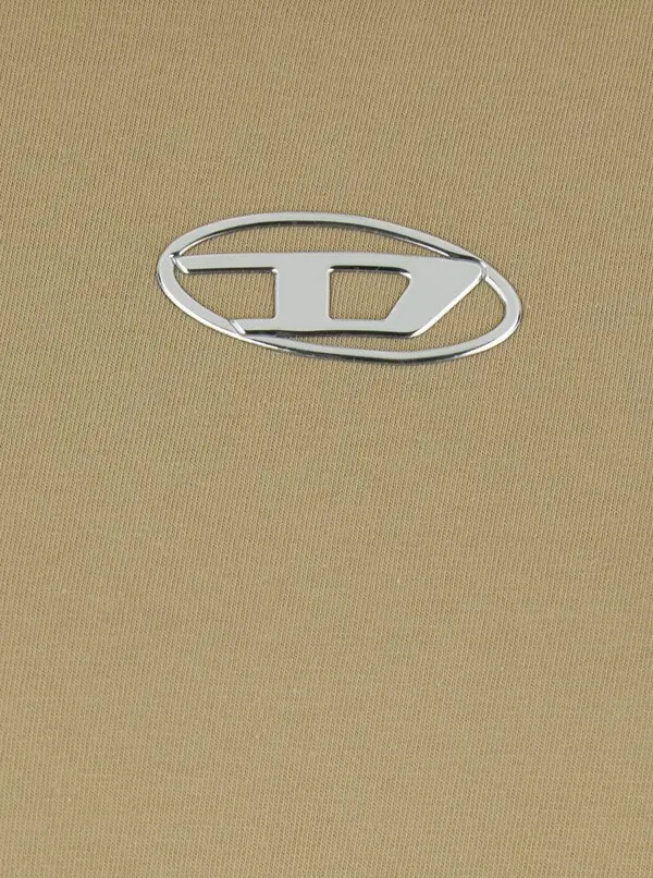 DIESEL® Beige Crew Neck T-shirt With Front Logo In Cotton