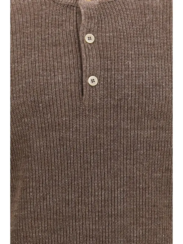 Brunello Cucinelli Cotton And Linen Henley Sweater