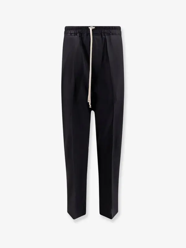 Rick Owens Drawstring Long Certified Virgin Wool Trousers - Black