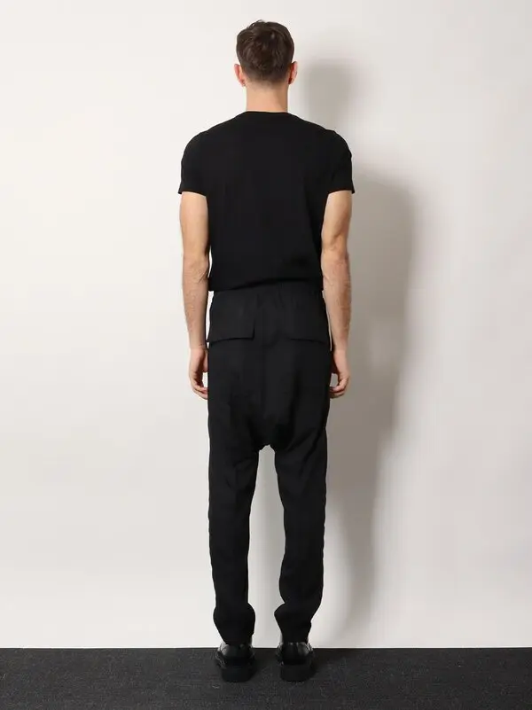 Rick Owens Drawstring Long Certified Virgin Wool Trousers - Black