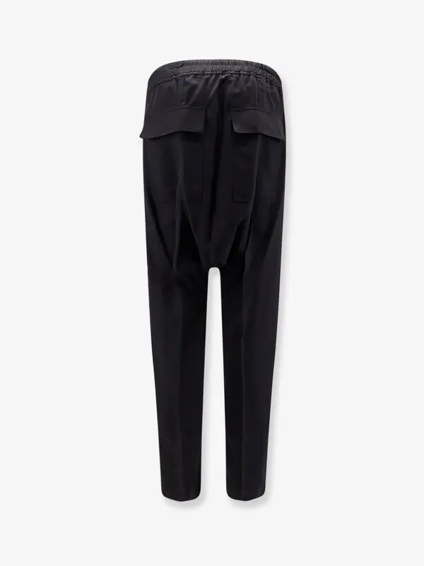 Rick Owens Drawstring Long Certified Virgin Wool Trousers - Black
