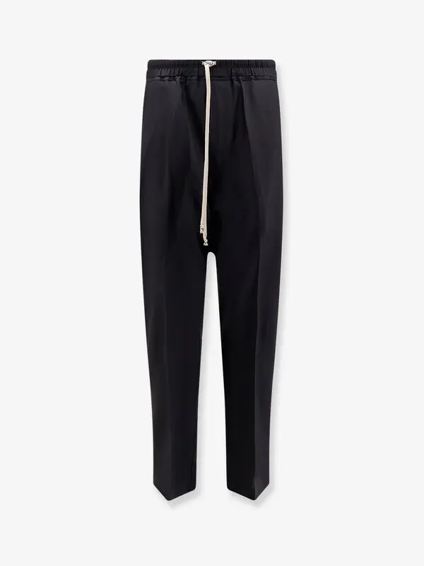 Rick Owens Drawstring Long Certified Virgin Wool Trousers - Black