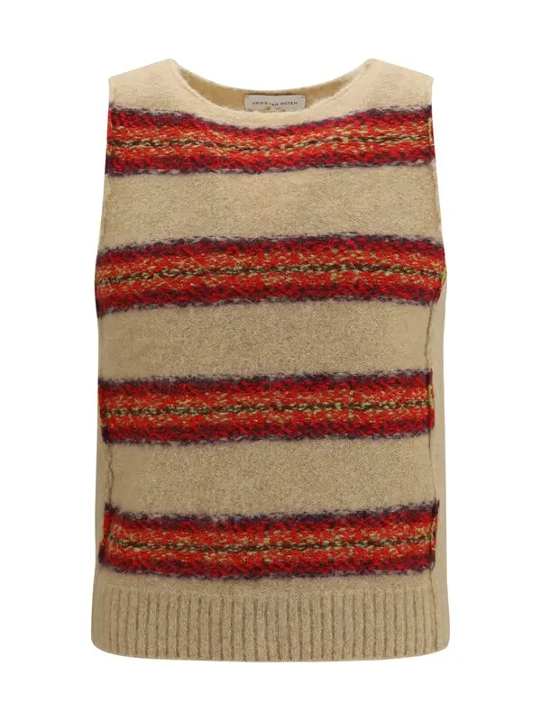 Dries Van Noten Striped Sleeveless Sweater Vest - Cream