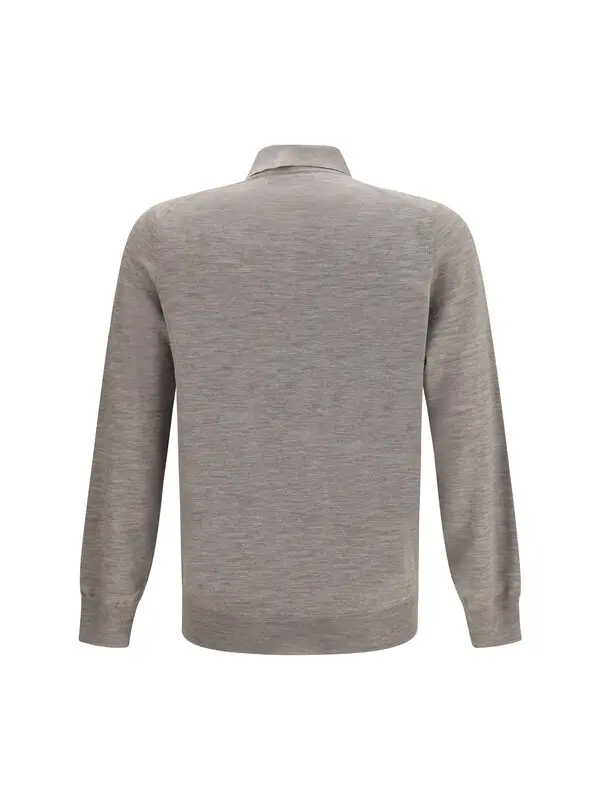 Brunello Cucinelli Virgin Wool Polo Sweater - Gray