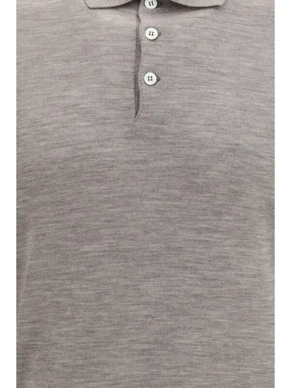 Brunello Cucinelli Virgin Wool Polo Sweater - Gray
