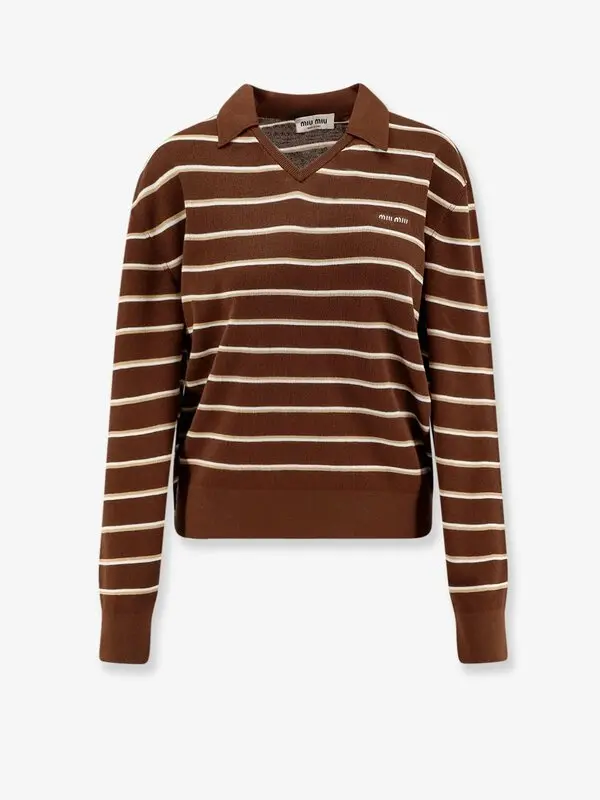 Miu Miu Striped Cotton Polo Shirt - Multicolor