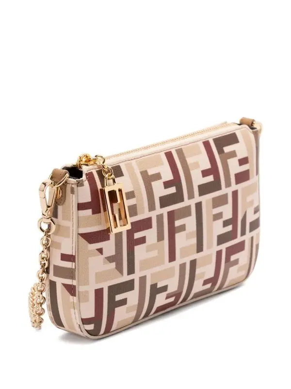 Fendi Ff Fabric Baguette Pouch With Chain