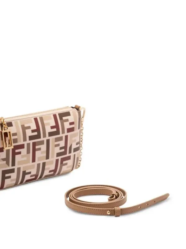 Fendi Ff Fabric Baguette Pouch With Chain