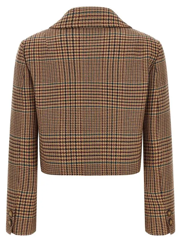 Etro Prince Of Wales Wool Cropped Blazer - Brown