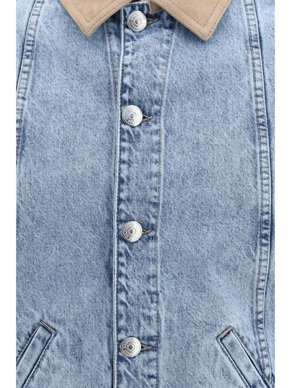 Brunello Cucinelli Denim Jacket With Suede Collar