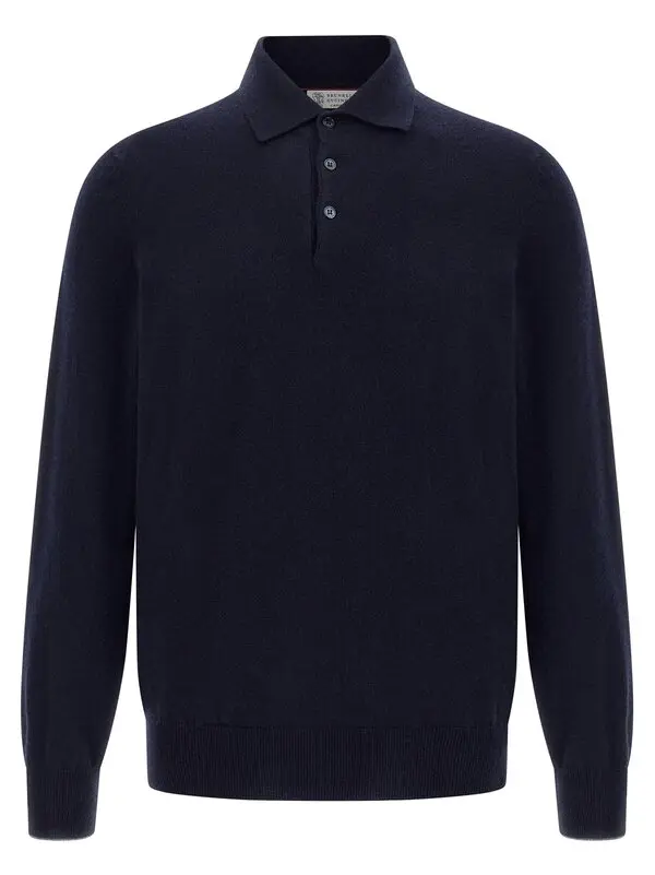 Brunello Cucinelli Cashmere Polo Shirt - Blue
