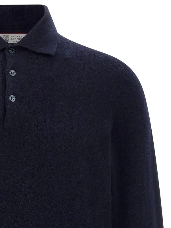 Brunello Cucinelli Cashmere Polo Shirt - Blue