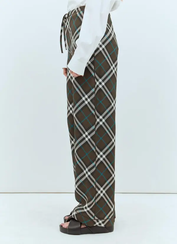 Burberry Check Silk Pants - Brown