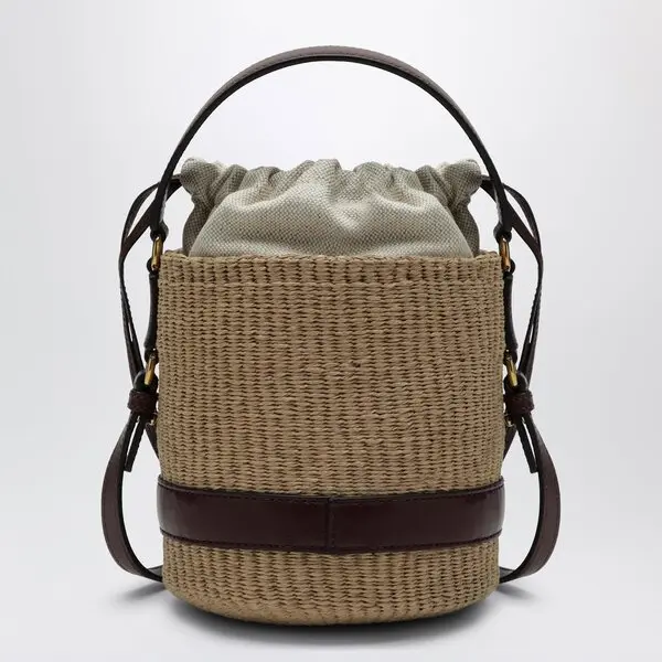 Chloé Charms Basket Bag In Natural Fibers - Brown