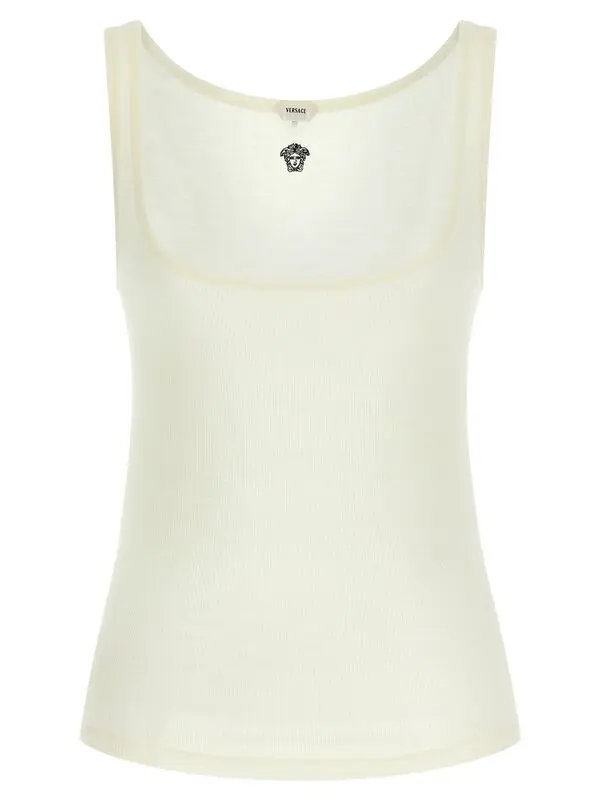 Versace La Medusa Embroidery Top - White