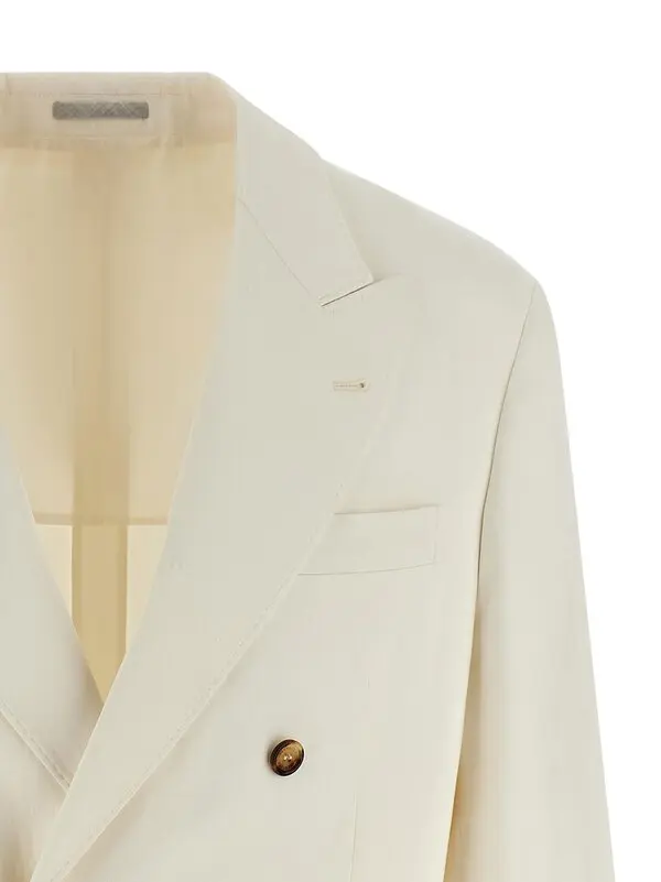 Brunello Cucinelli Linen Silk Blazer - White
