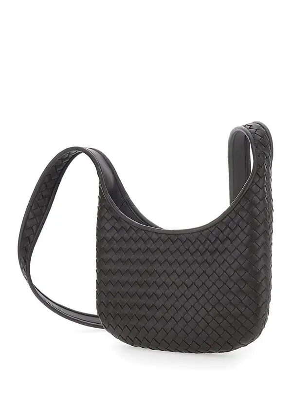 Bottega Veneta Veneto' Shoulder Bag With Fixed Shoulder Strap And All-over Intrecciato Motif In Leather - Brown