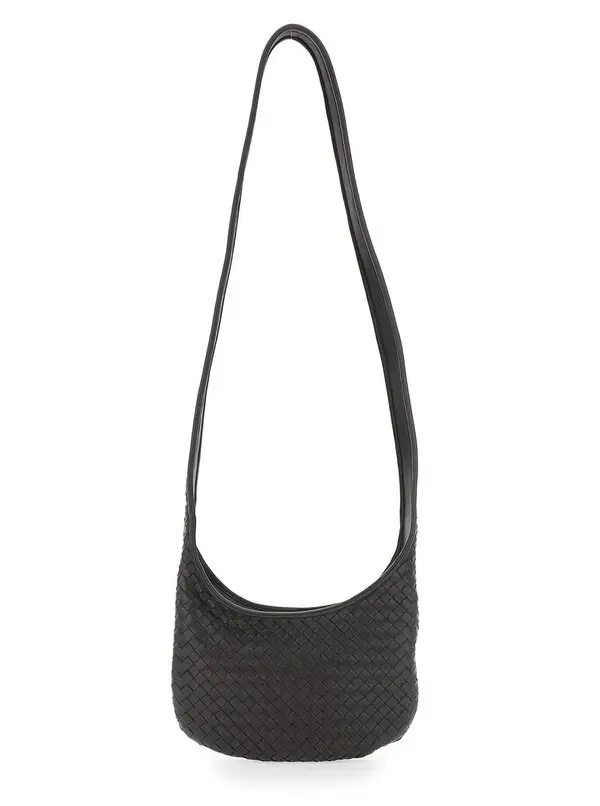 Bottega Veneta Veneto' Shoulder Bag With Fixed Shoulder Strap And All-over Intrecciato Motif In Leather - Brown