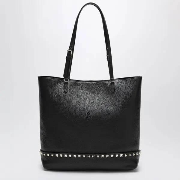 Valentino Garavani Medium Rockstud Shopper Bag In Leather - Black