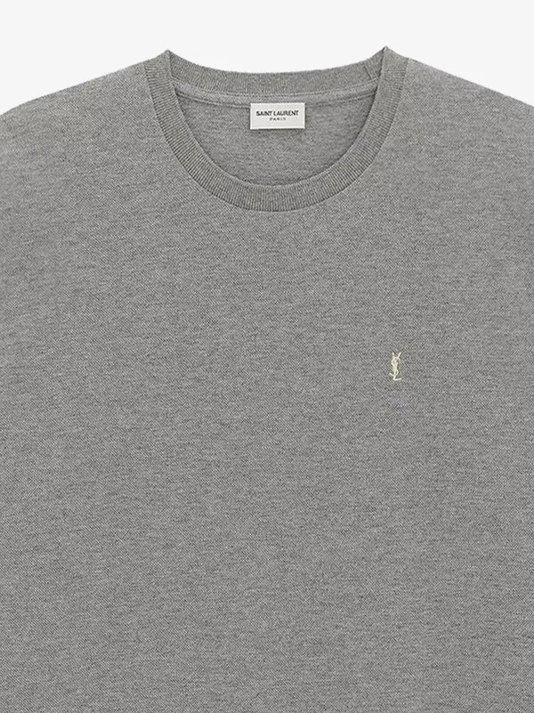 Saint Laurent Recycled Material T-shirt With Cassandre Embroidery - Multicolor
