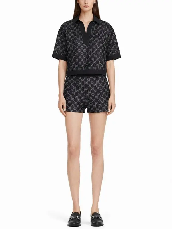 Gucci Gg Crystal Embellished Polo Top