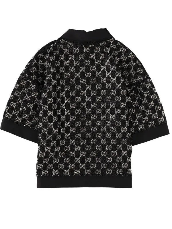 Gucci Gg Crystal Embellished Polo Top