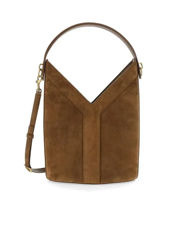Saint Laurent Y Long Bucket Bag In Suede - Multicolor