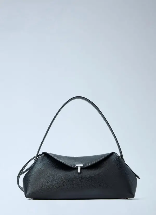 TOTEME T-lock Grained-leather Shoulder Bag - Black