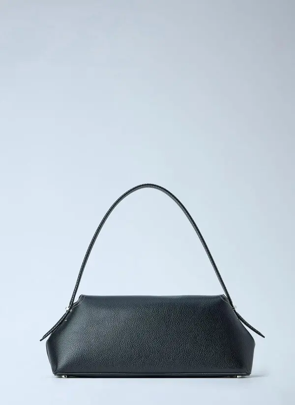 TOTEME T-lock Grained-leather Shoulder Bag - Black