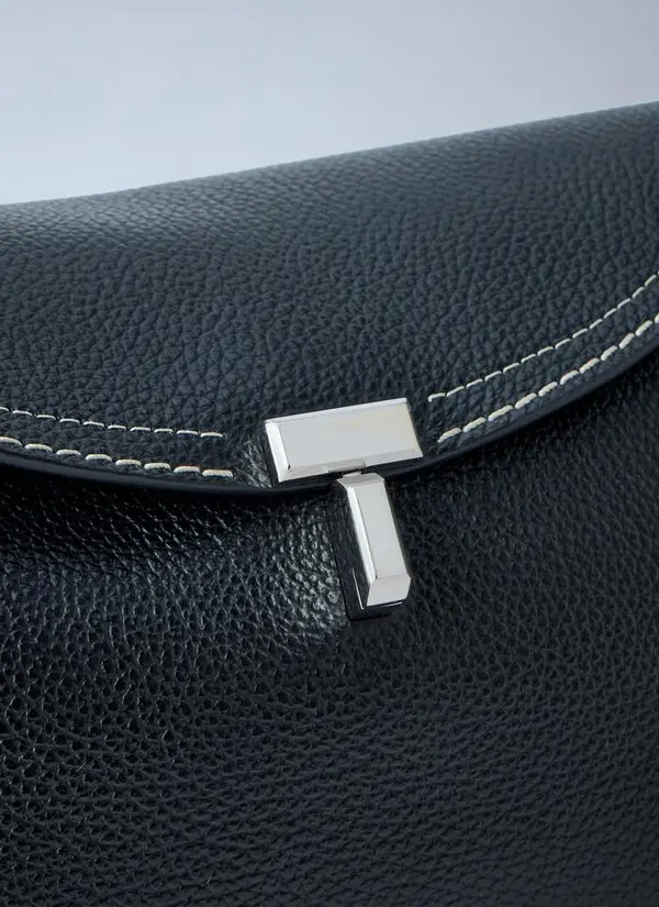 TOTEME T-lock Grained-leather Shoulder Bag - Black