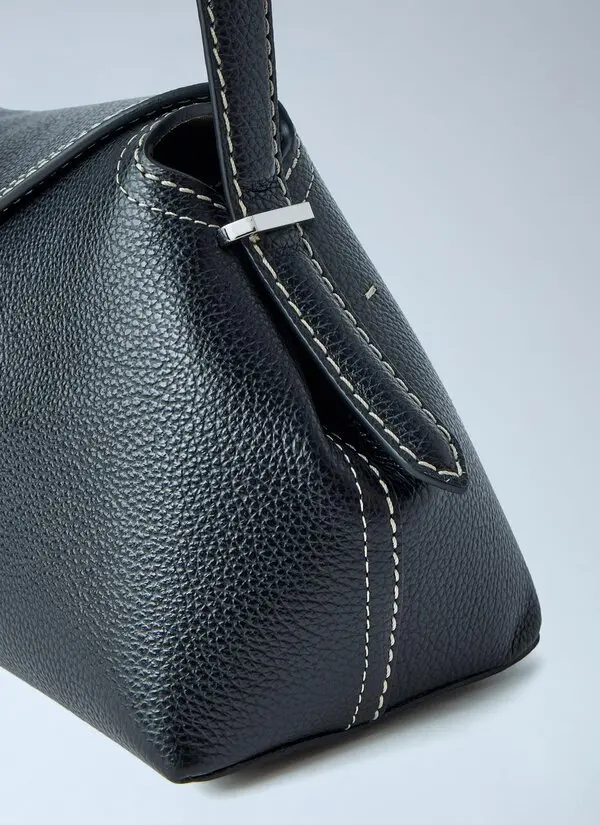 TOTEME T-lock Grained-leather Shoulder Bag - Black
