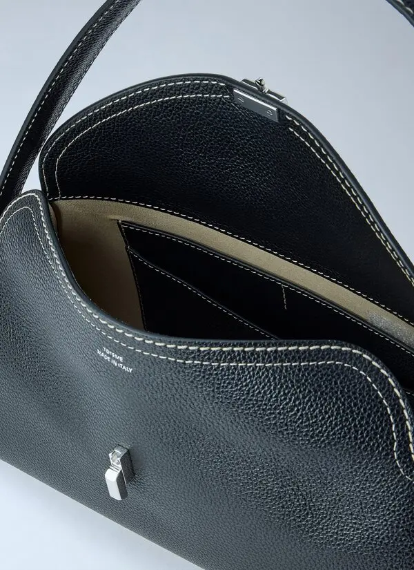 TOTEME T-lock Grained-leather Shoulder Bag - Black
