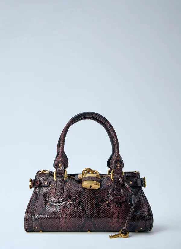 Chloé Paddington Embossed Python Effect Shoulder Bag - Multicolor
